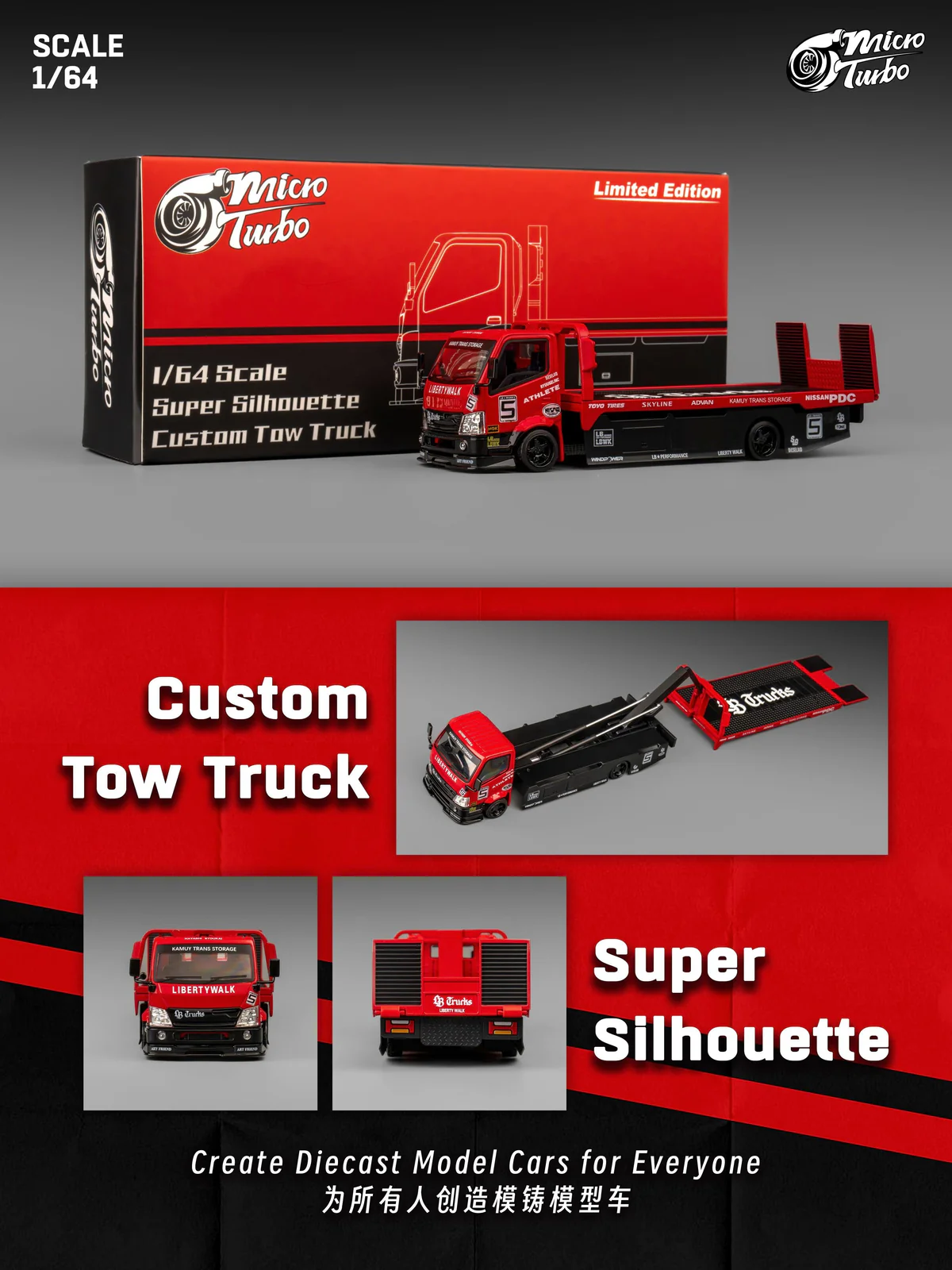 Microturbo – Custom Tow Truck Super Silhouette Liberty Walk – Kontener - Auta164
